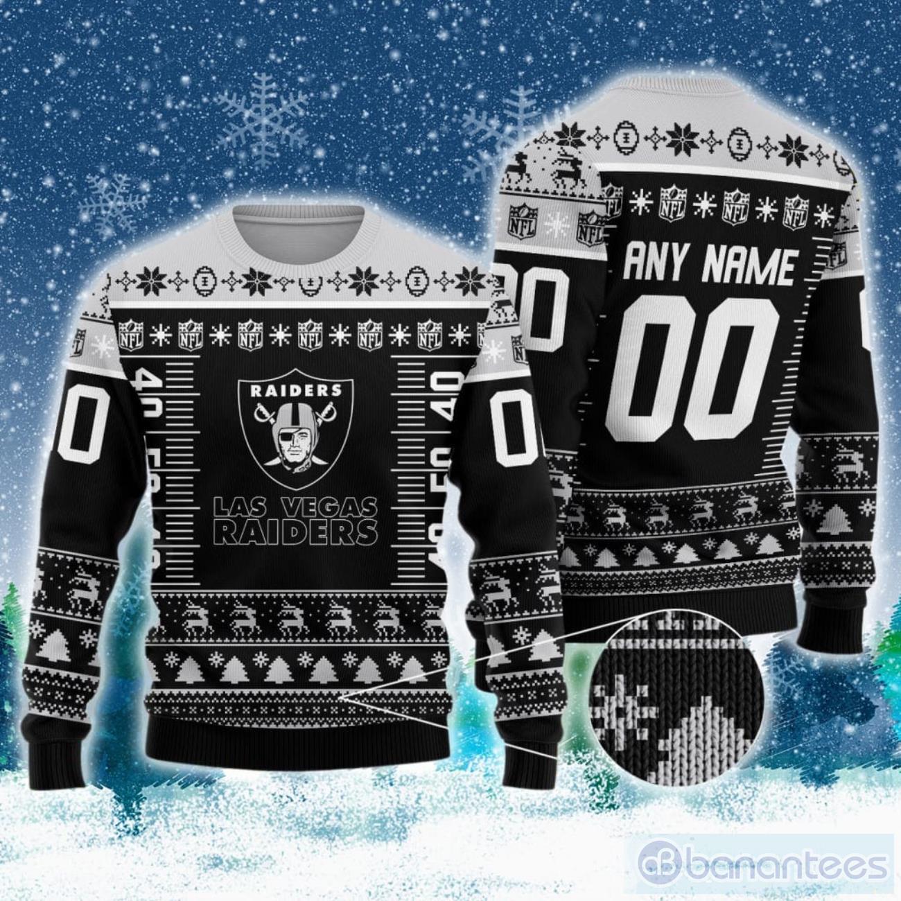 NFL Logo Las Vegas Raiders Ugly Christmas Custom Number And Name ...