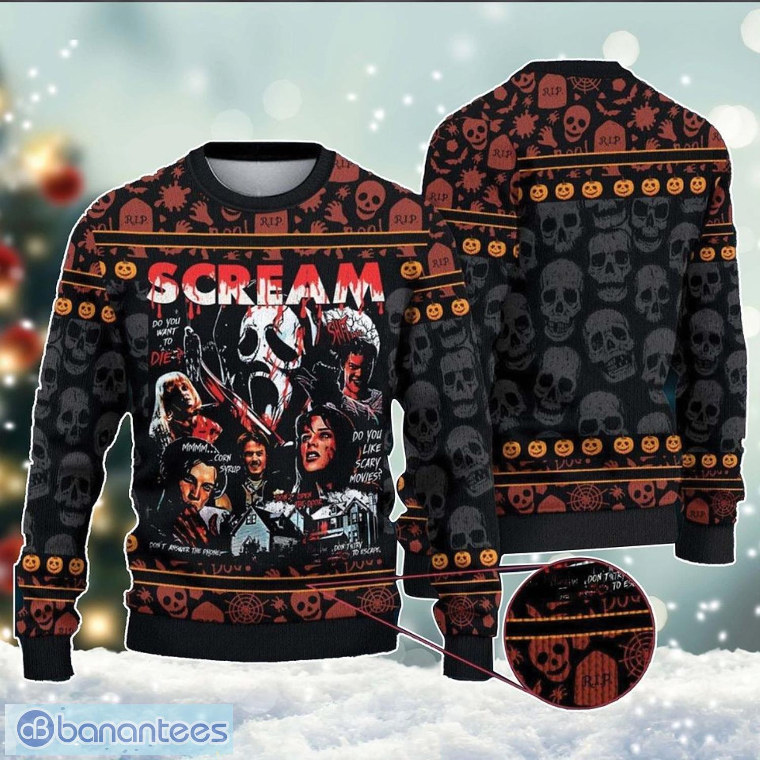 Personalized Scream Movie Ugly Christmas Sweater Unisex Gift Horror ...