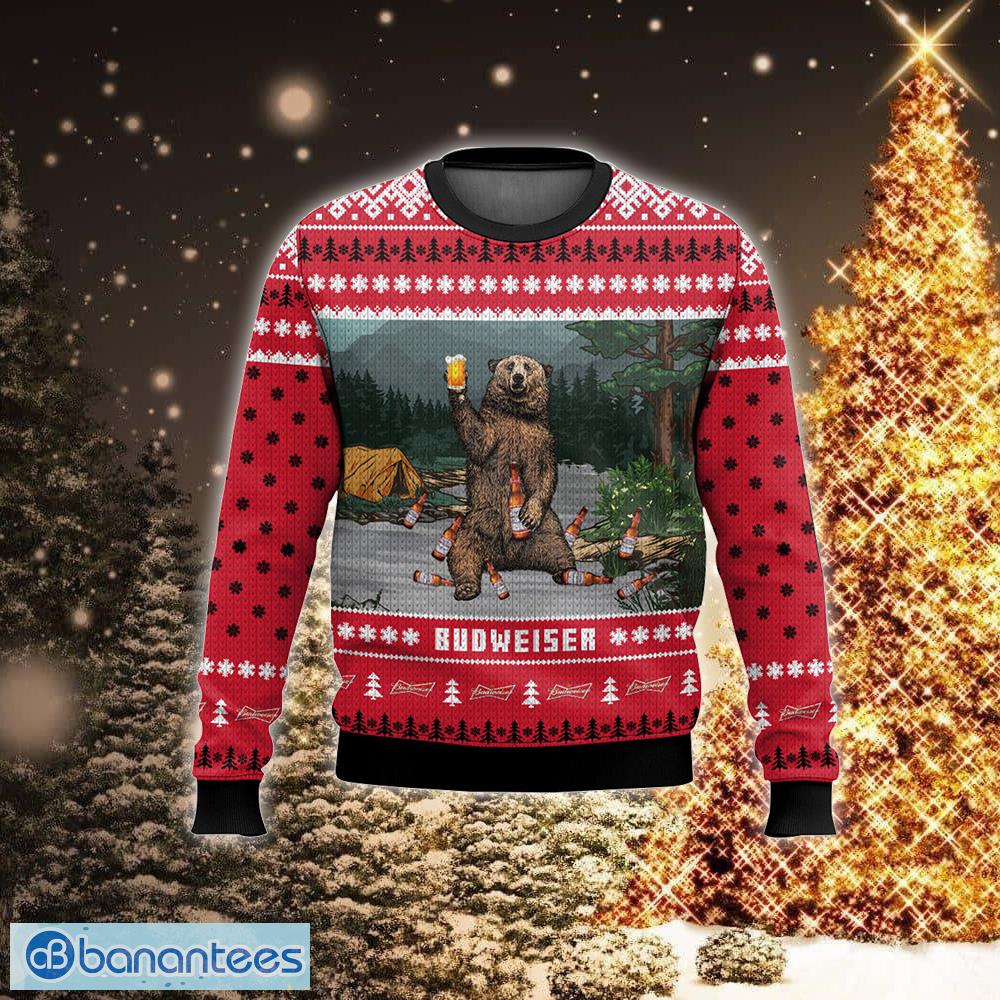 Budweiser Bear Logo Christmas Ugly Sweater For Men And Women - Banantees