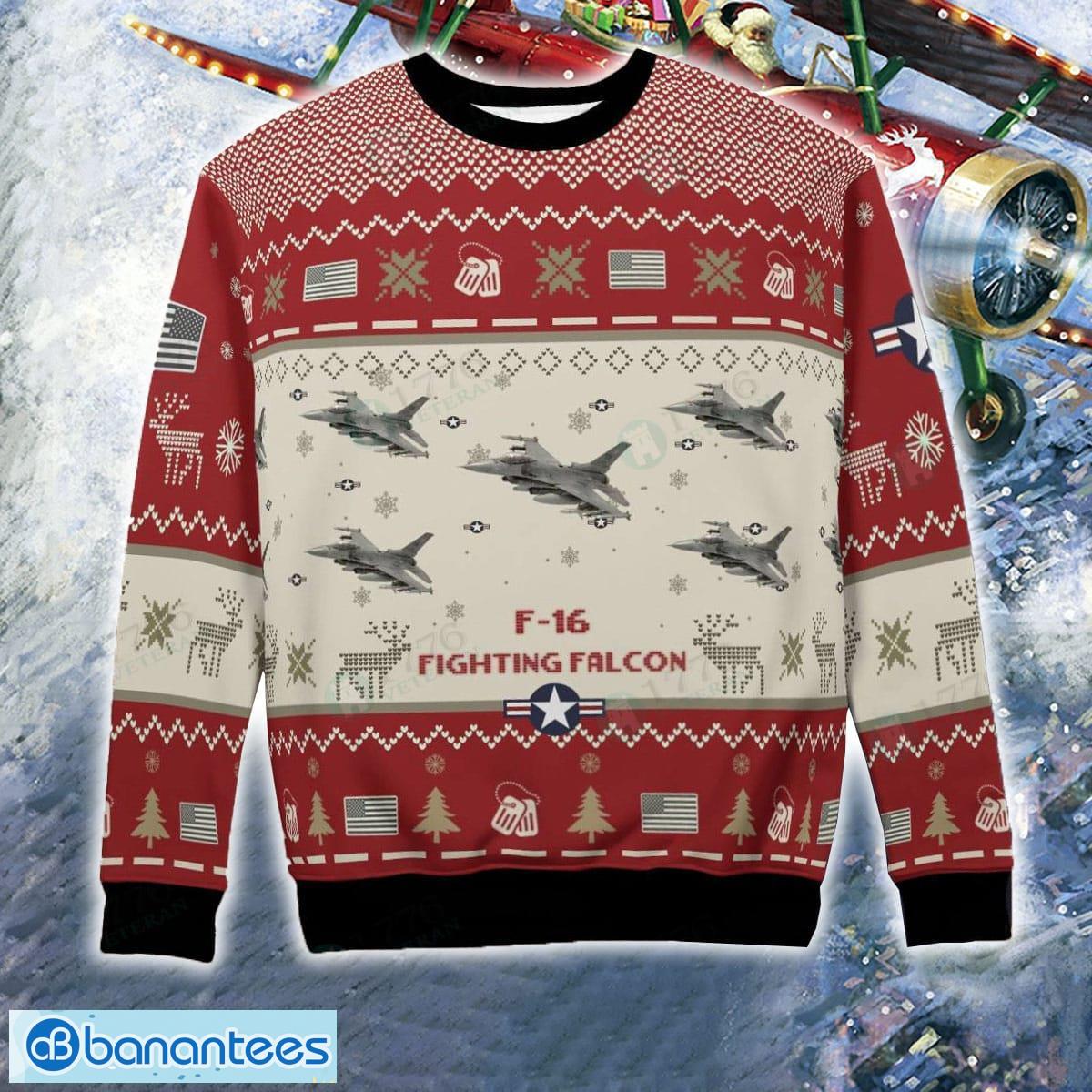 F-16 Fighting Falcon F16 Red Aircraft Christmas Ugly Sweater US Air ...