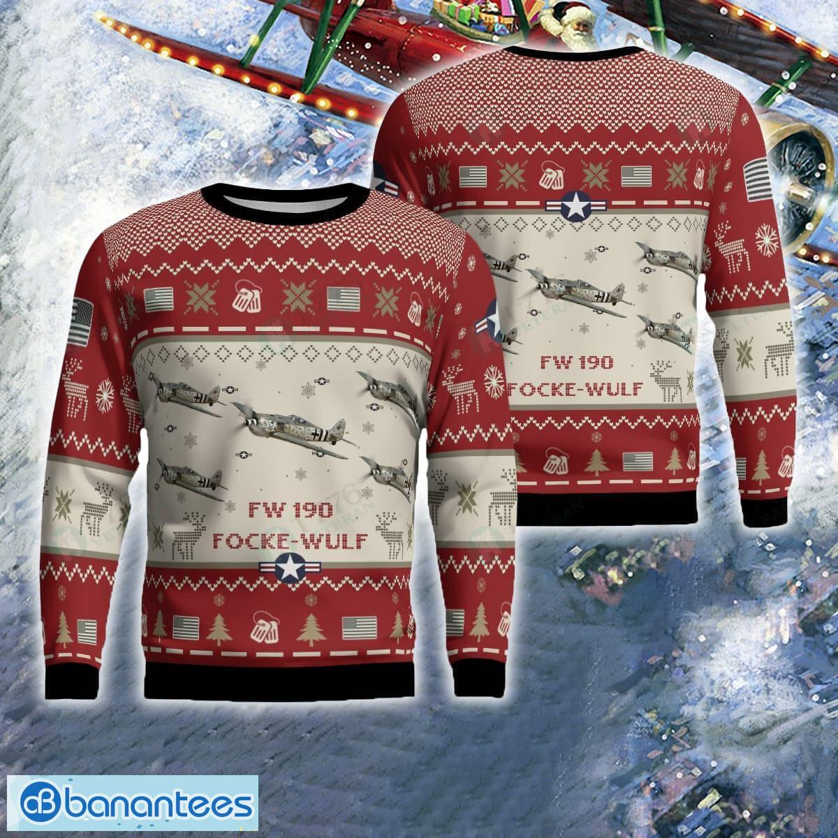 Focke-Wulf Fw 190 Red Aircraft Christmas Ugly Sweater US Air Force ...