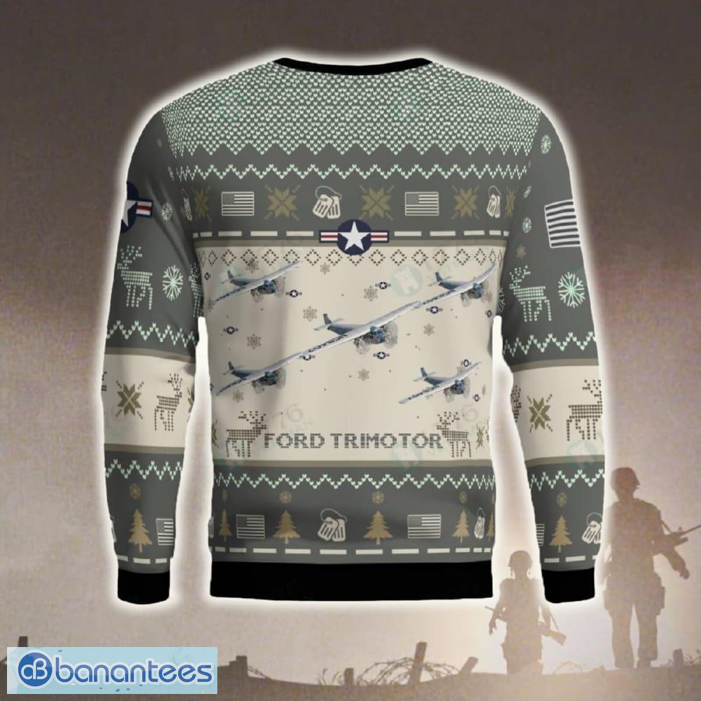 Ford Trimotor Aircraft Ugly Sweater Reindeer Tree Grey Color Veteran ...