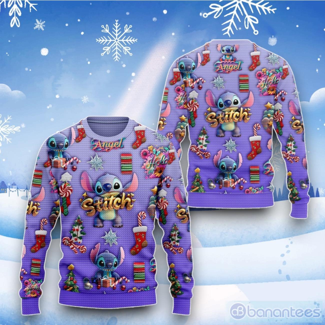 Lilo & Stitch Angel Christmas Ugly Sweater - Banantees