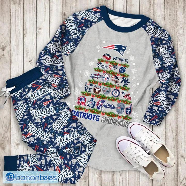 New England Patriots Christmas Tree Christmas Pyjamas Set Long Sleeve ...