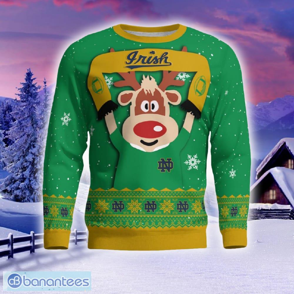 Notre Dame Fighting Irish Ugly Sweater For Christmas Logo Gift Holidays - Banantees