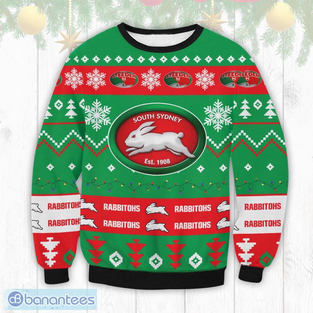 NRL Football Team South Sydney Rabbitohs Logo Ugly Sweater - Banantees