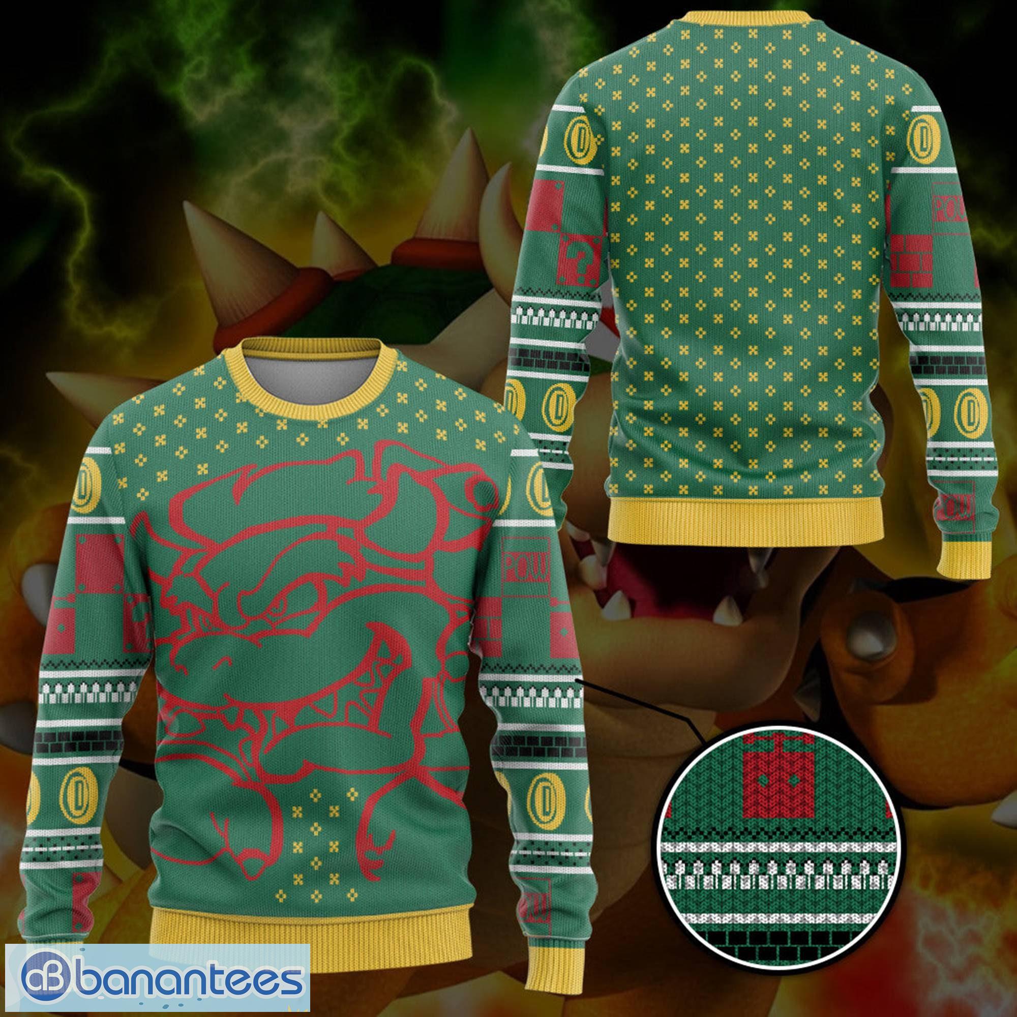 Super Mario Bowser Ugly Super Mario Luigi Ugly Sweater Green Bowser ...