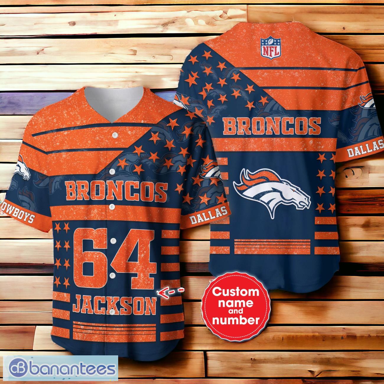 Denver Broncos 3D NFL Baseball Jersey Star Pattern Custom Number And ...