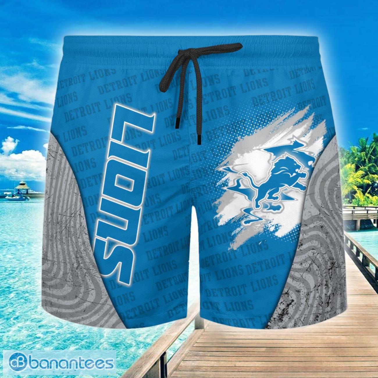 Detroit Lions Team Logo All Over printed 3D Shorts - Banantees