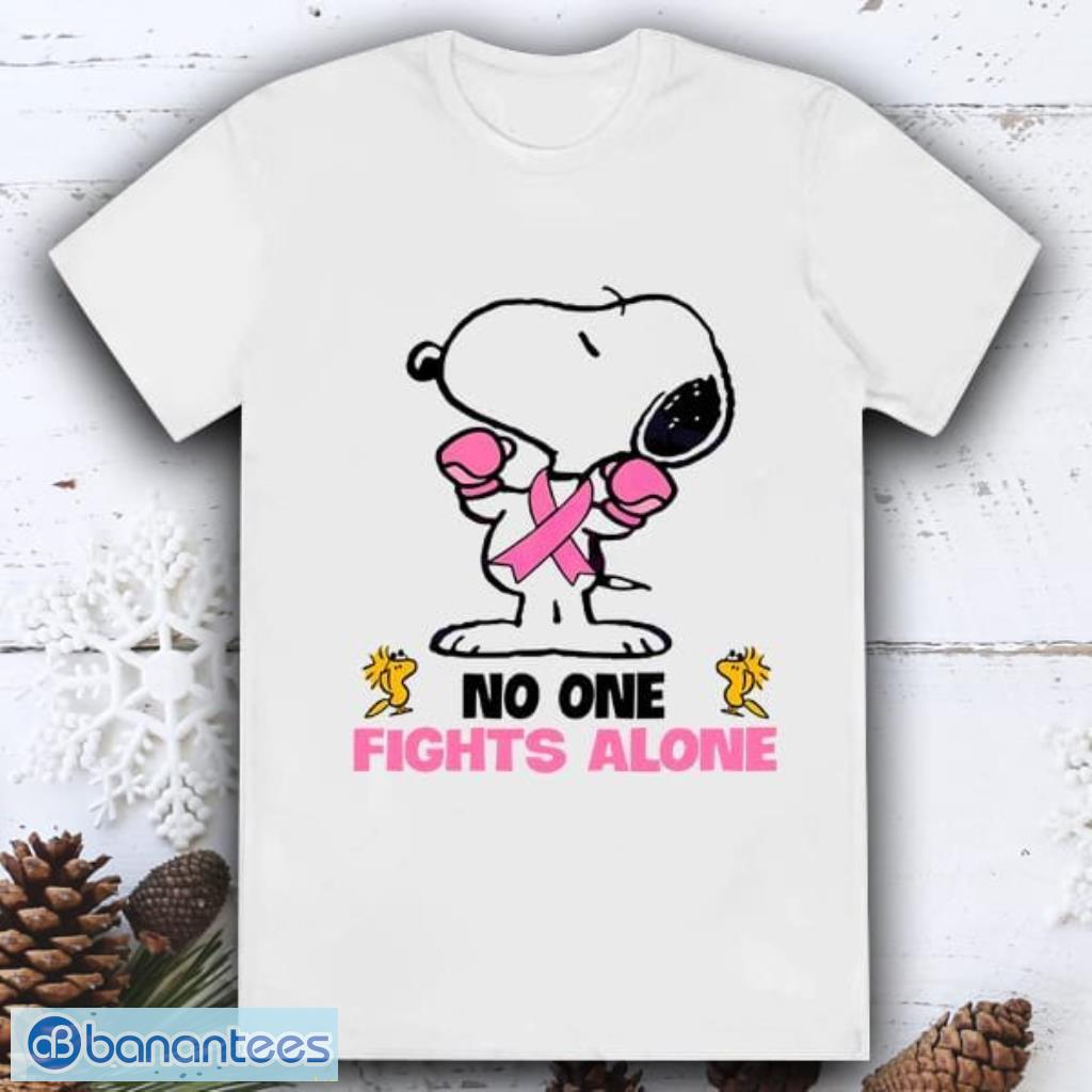 No One Fights Alone Snoopy Breast Cancer Awareness Shirt - Banantees