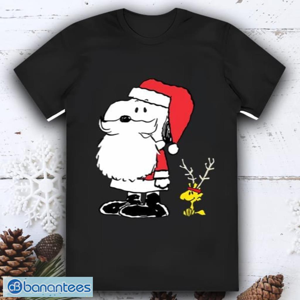 Peanut Woodstock And Snoopy Santa Happy Holiday Shirt - Banantees