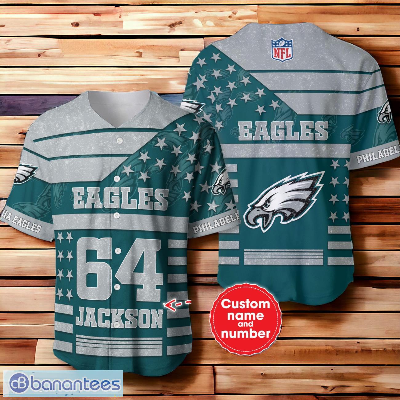 Philadelphia Eagles 3D NFL Baseball Jersey Star Pattern Custom Number ...