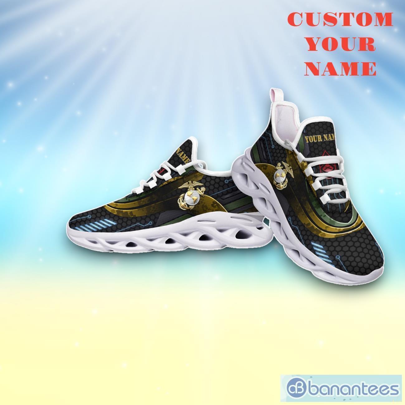 US Marine Corps White Max Soul Shoes Custom Name Exclusive Sneakers For ...