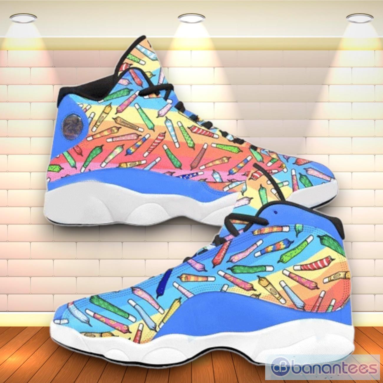 Weed Cannabis Color Pattern Air Jordan 13 Sneaker Shoes - Banantees