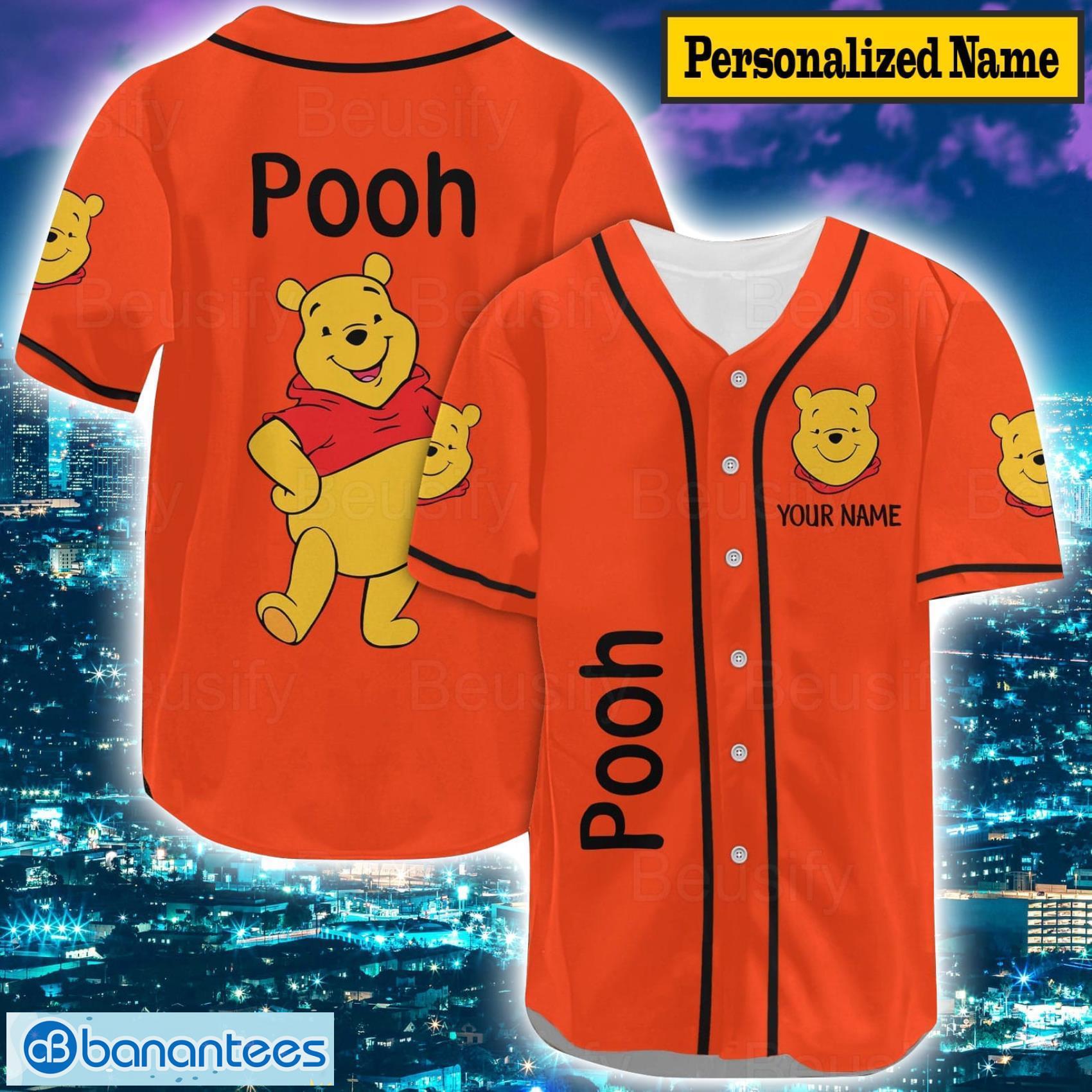 Custom Name Winnie Pooh Baseball Jersey Orange - Banantees
