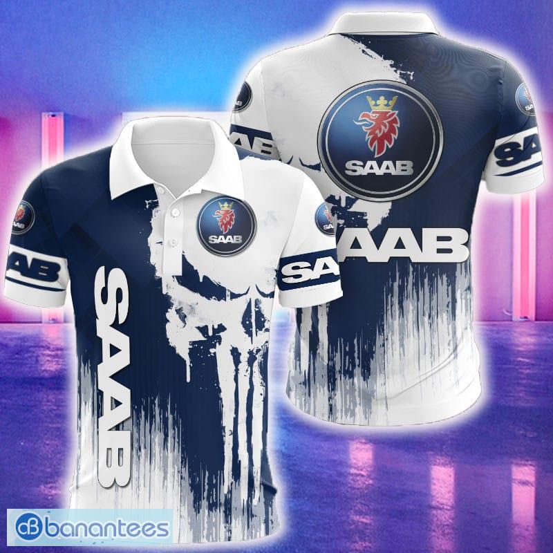 Flowing Skull Saab Logo Car Golf Polo Shirt - Banantees