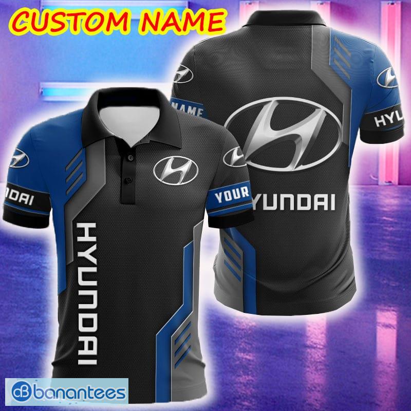 Hyundai Logo Car Truck And Motorcycle Polka Dot Leather Golf Polo Shirt ...