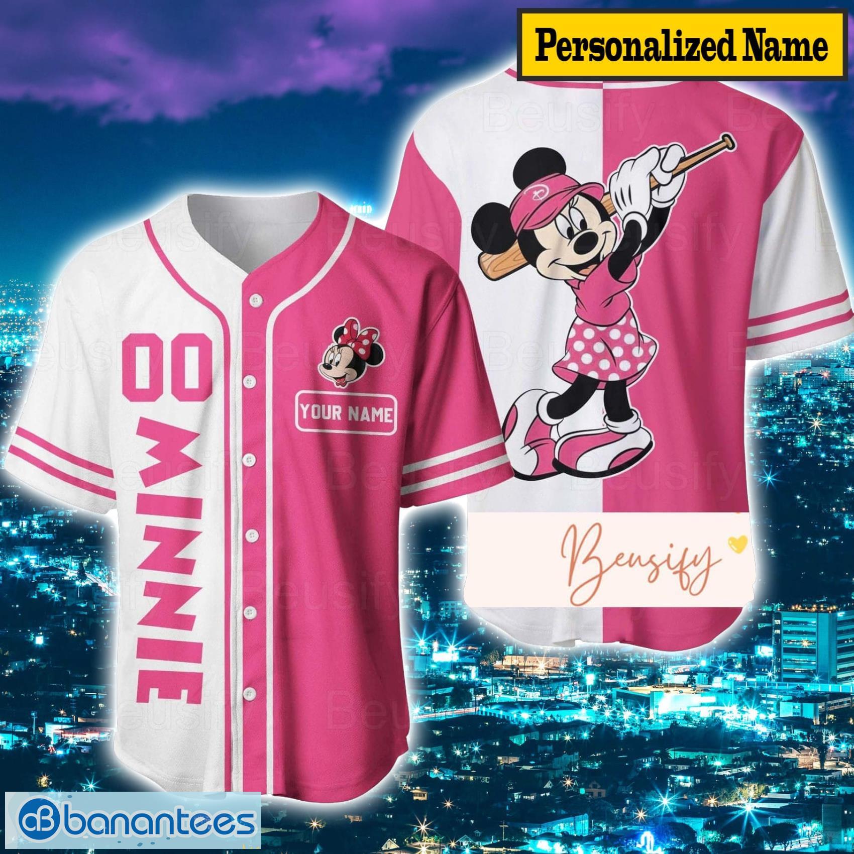 Minnie Jersey Custom Name & Number Minnie Mouse Baseball Jersey - Banantees