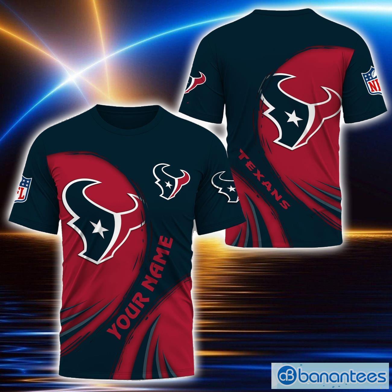 NFL Houston Texans Personalized Name 3D Printed T-Shirt - Banantees