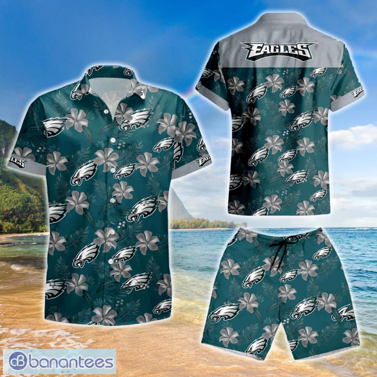 Philadelphia Eagles Logos 2024 Hawaiian Shirt And Short - Banantees