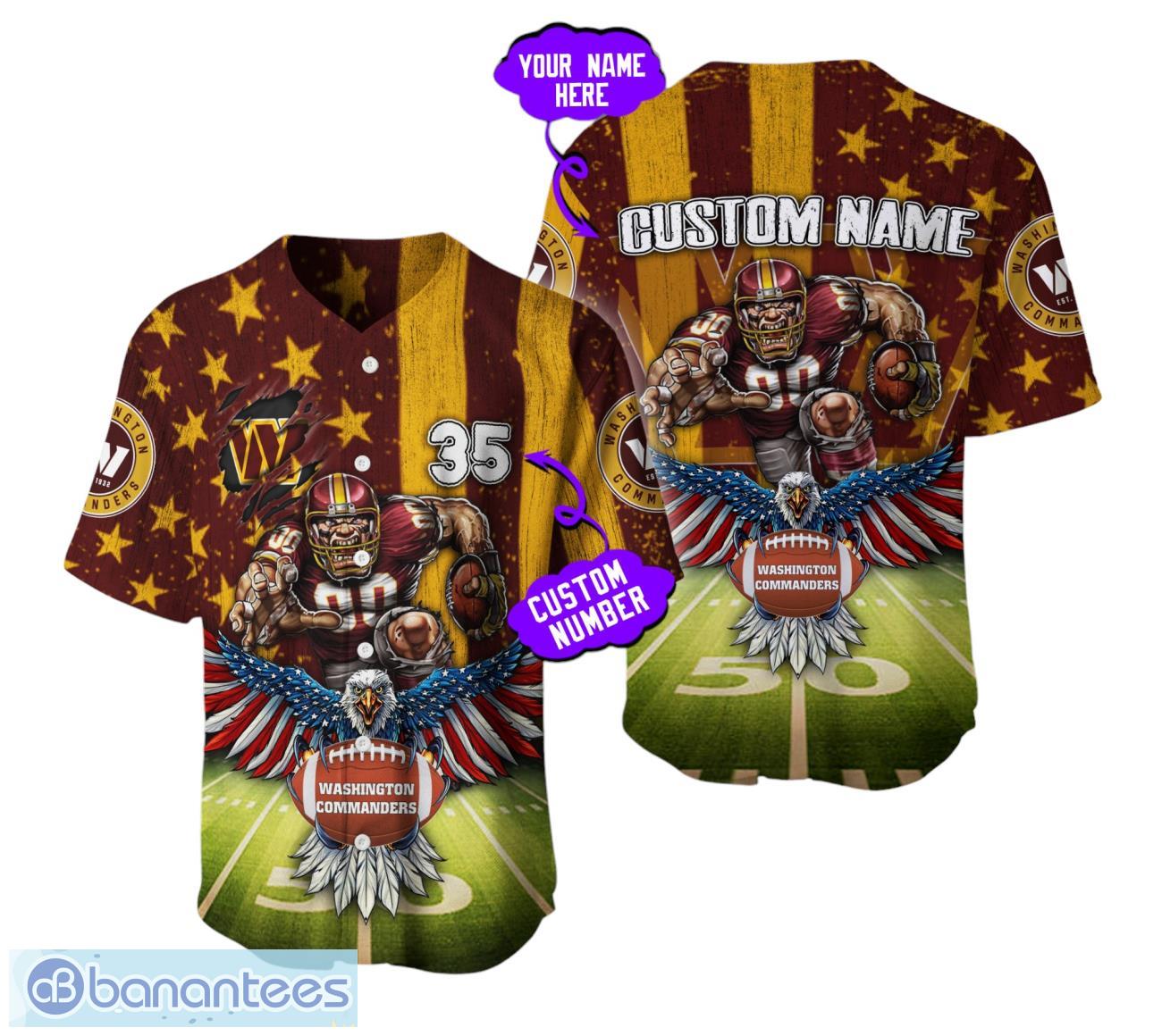 Washington Commanders 3D Eagle Custom Number And Name Baseball Jersey ...