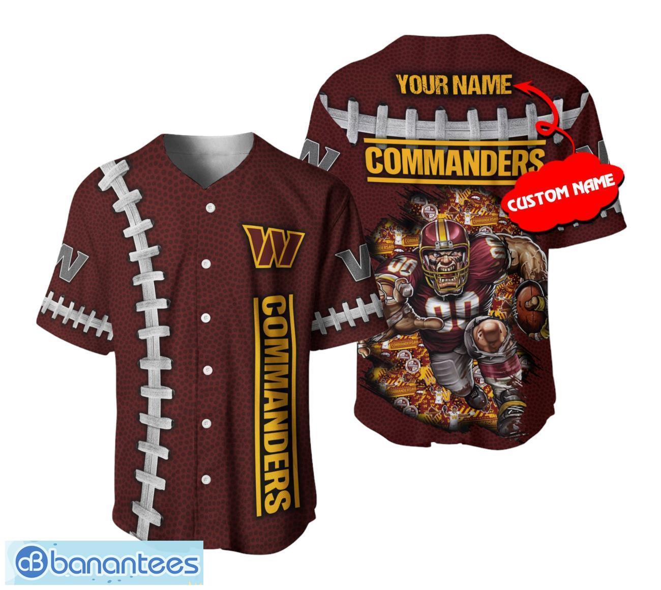 Washington Commanders NFL 3D Mascot Custom Name Baseball Jersey - Banantees