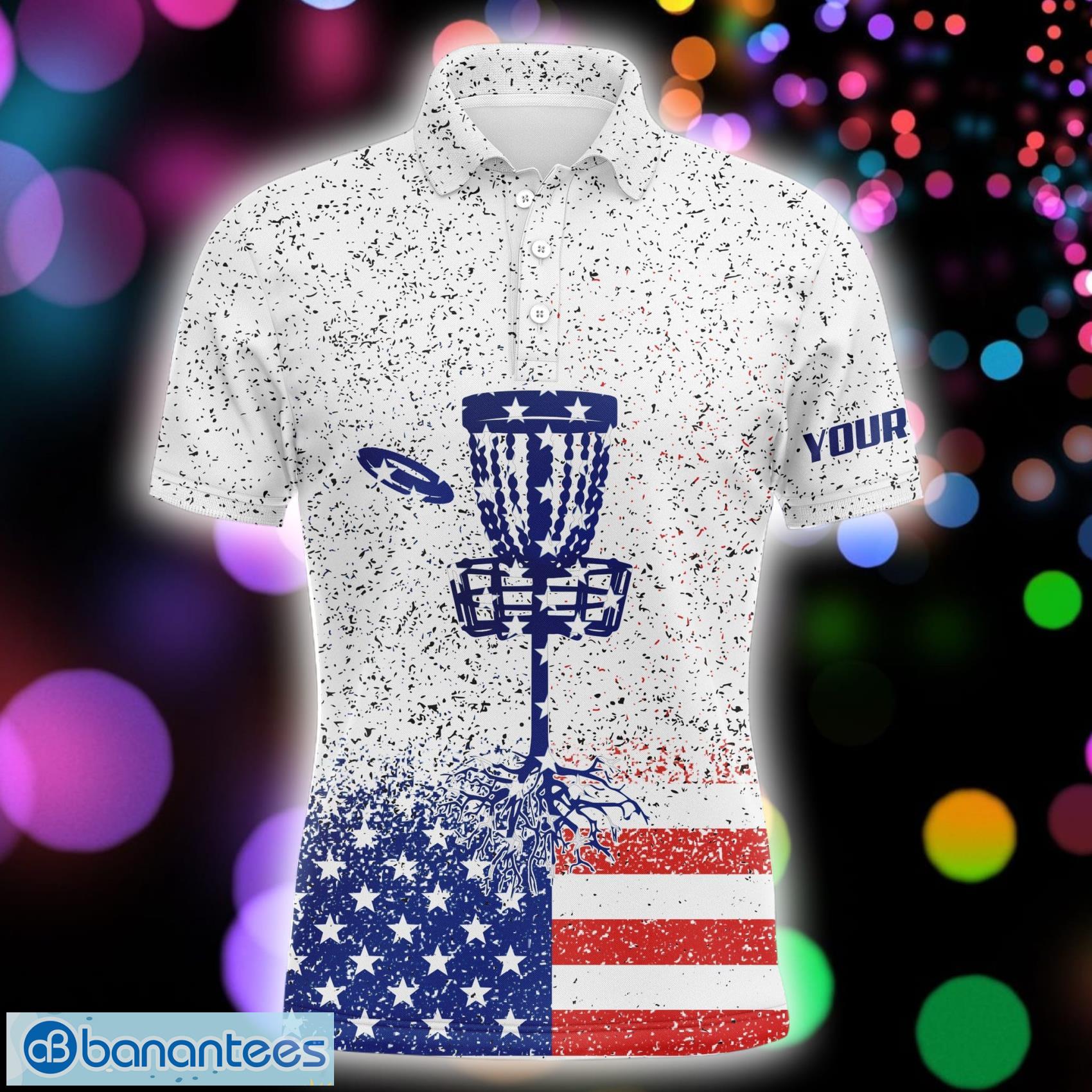 American Flag DiscCustom Name Patriotic AOP Print Golf Shirt Polo Shirt ...