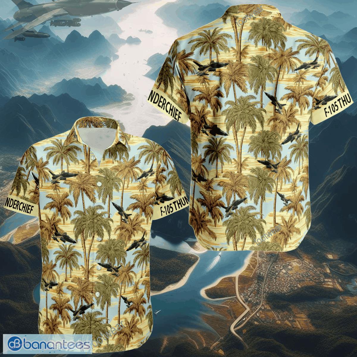 F-105 Thunderchief Palm Tree Islands Aircraft Aloha Hawaiian Shirt Gift ...