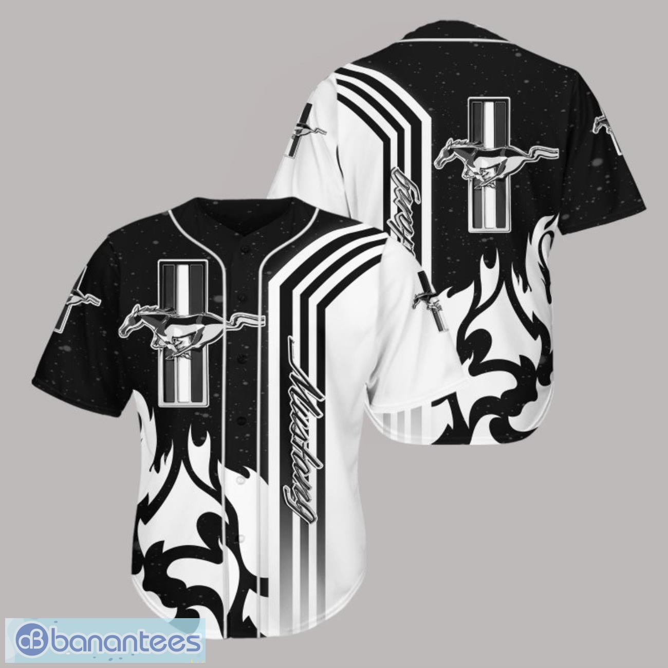Ford Mustang 3D Baseball Jersey Shirt Black White Unisex For Men Women ...