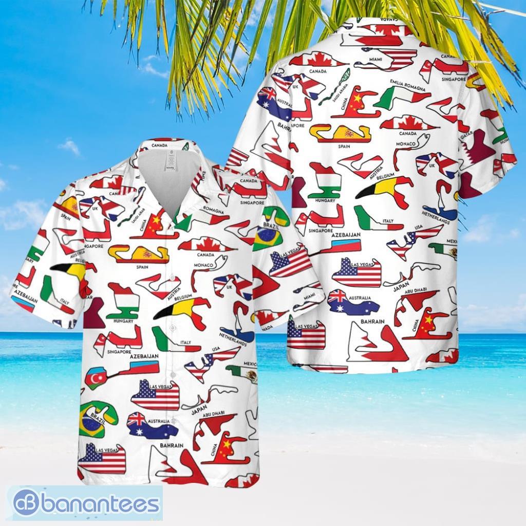 Formula 1 (F1) Racing Tracks With Country Flags Tropical Hawaiian Shirt ...