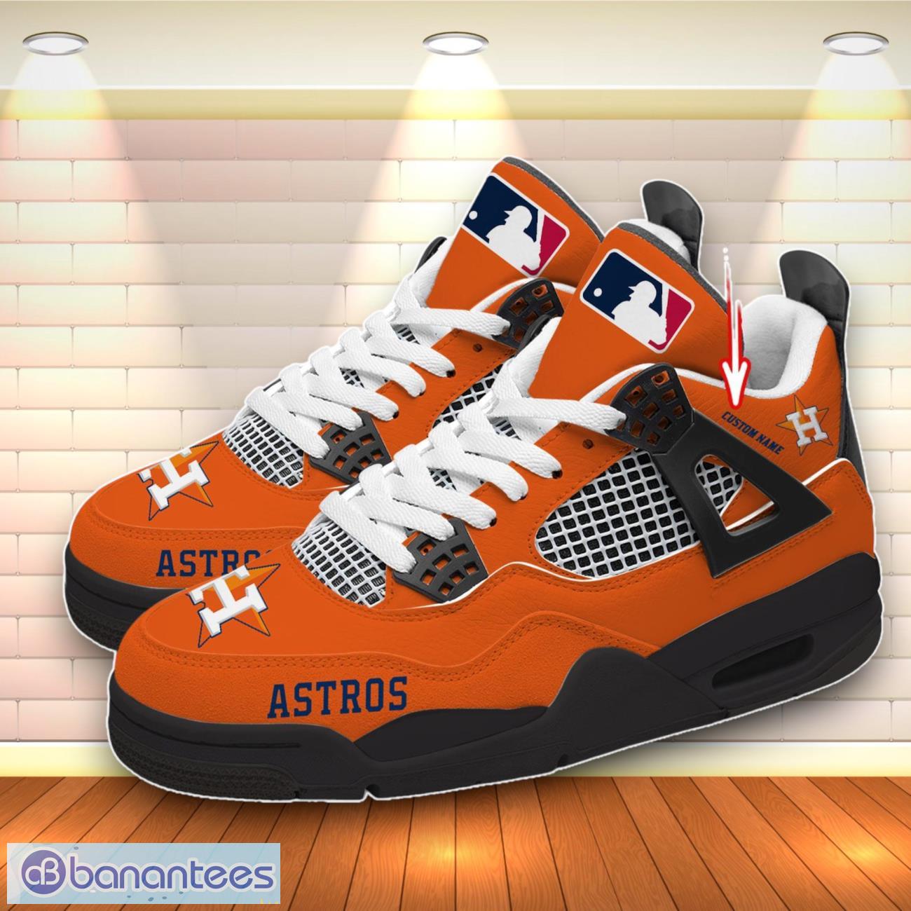 Houston Astros Custom Name Air Jordan 4 MLB AJ4 For Men Women - Banantees