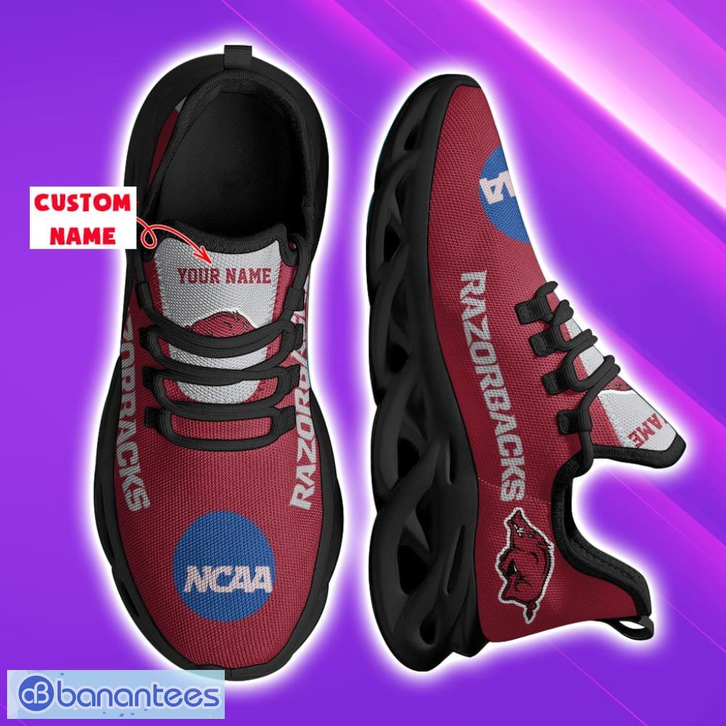 Arkansas Razorbacks Logo Text Pattern Custom Name 3D Max Soul Sneaker ...