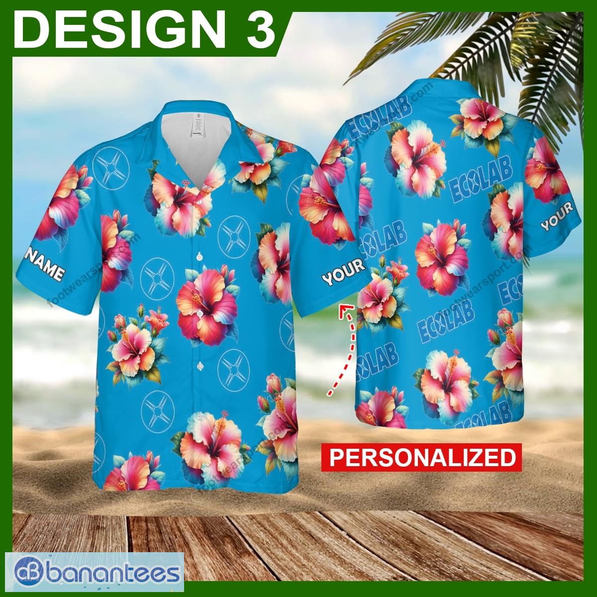Custom Name Ecolab Flower Brand Logo 3D Hawaiian Shirt Beach For Men ...