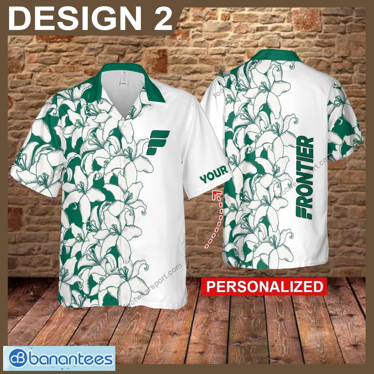 Custom Name Frontier Airlines Flower Brand Logo 3D Hawaiian Shirt Beach ...