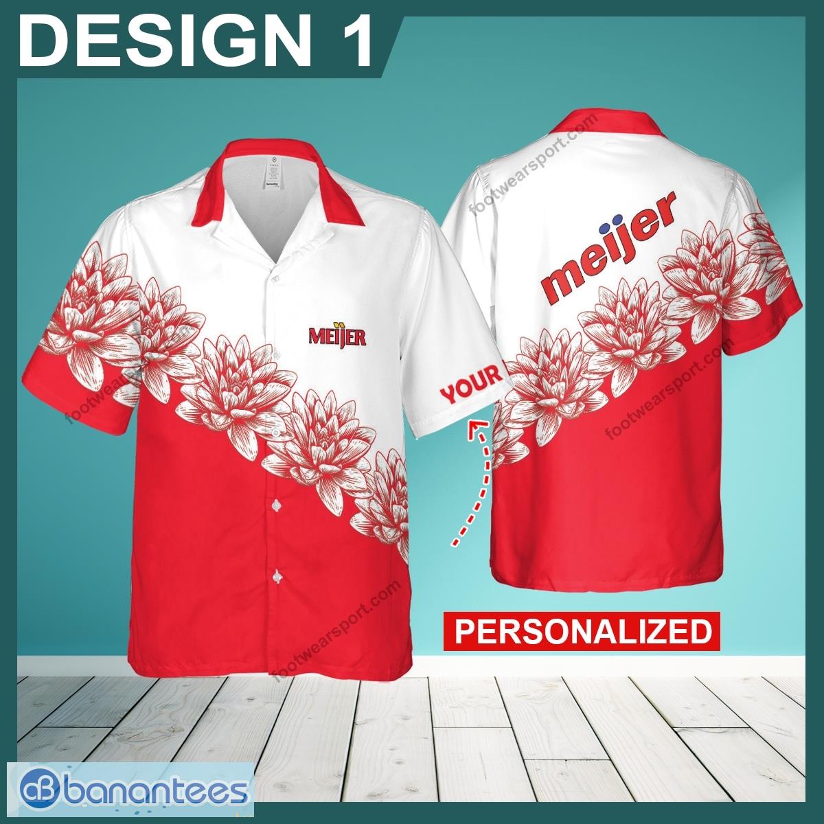 Custom Name Meijer Flower Brand Logo 3D Hawaiian Shirt Beach For Men ...