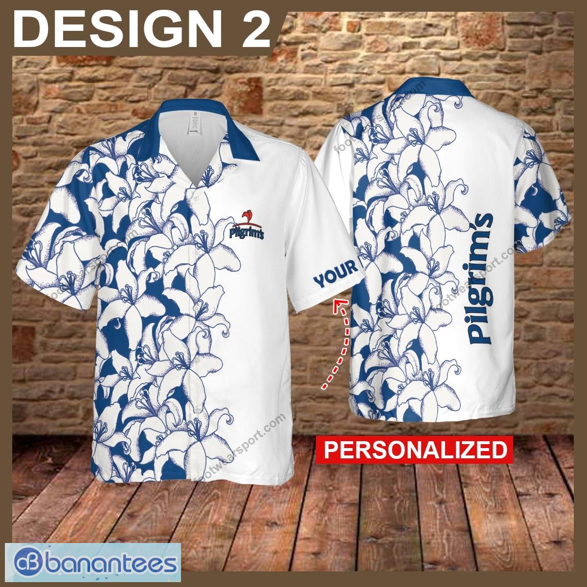 Custom Name Pilgrim's Flower Brand Logo 3D Hawaiian Shirt Beach For Men ...