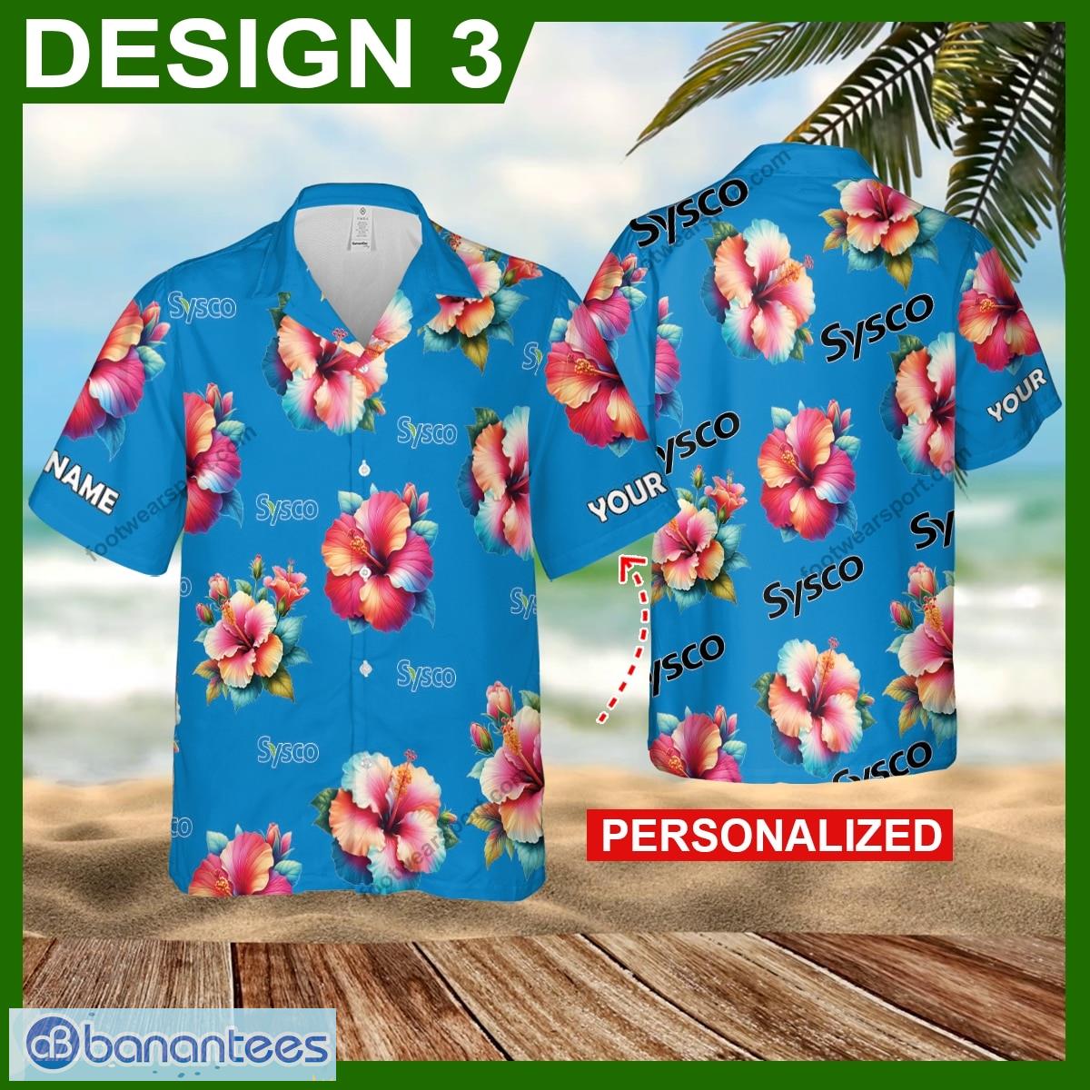 Custom Name Sysco Flower Brand Logo 3D Hawaiian Shirt Beach For Men ...