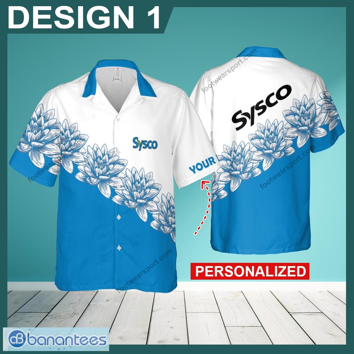 Custom Name Sysco Flower Brand Logo 3D Hawaiian Shirt Beach For Men ...