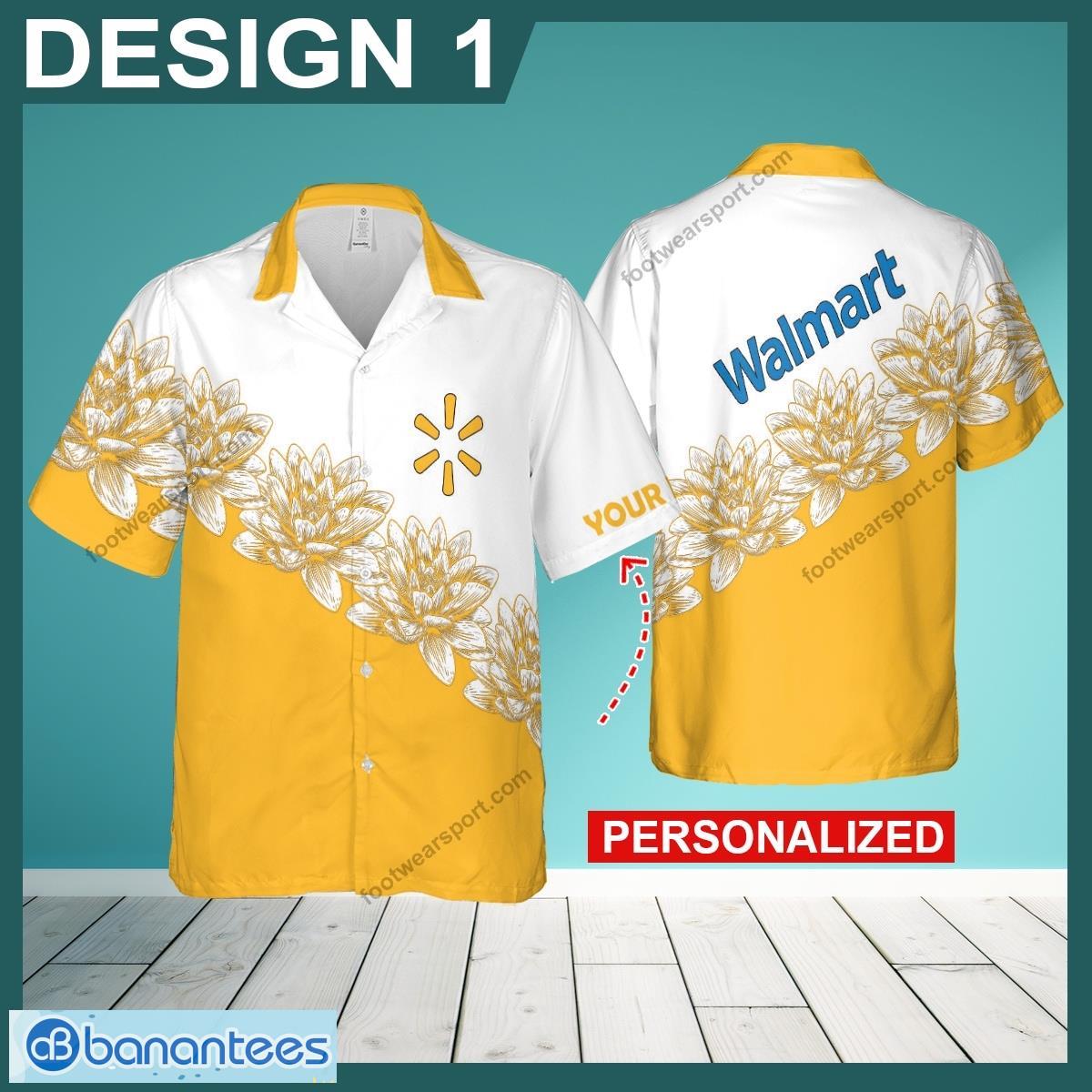 Custom Name WALMART Flower Brand Logo 3D Hawaiian Shirt Beach For Men ...