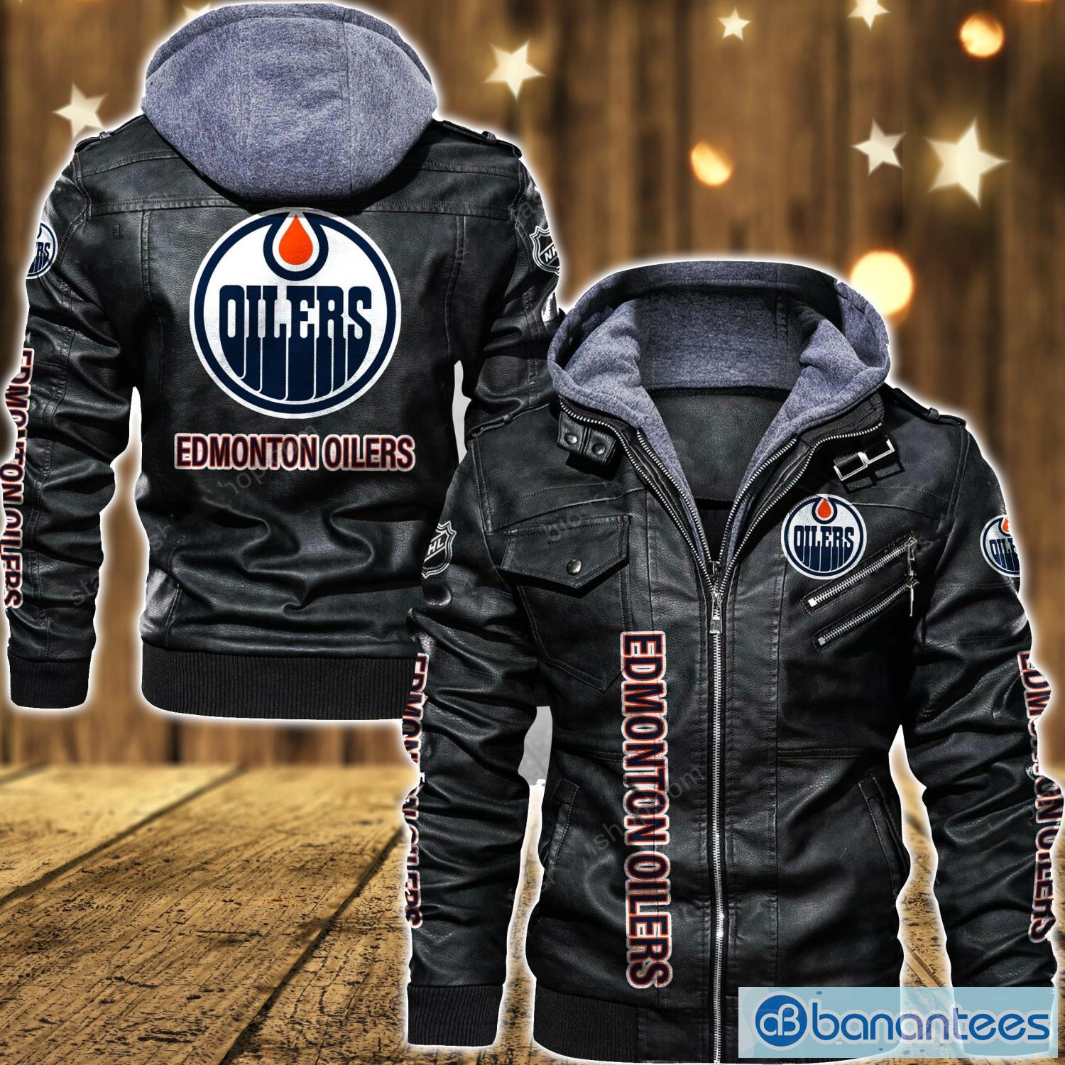 Edmonton Oilers Logo team 2D Leather Jacket Gift For Men Father's Day ...