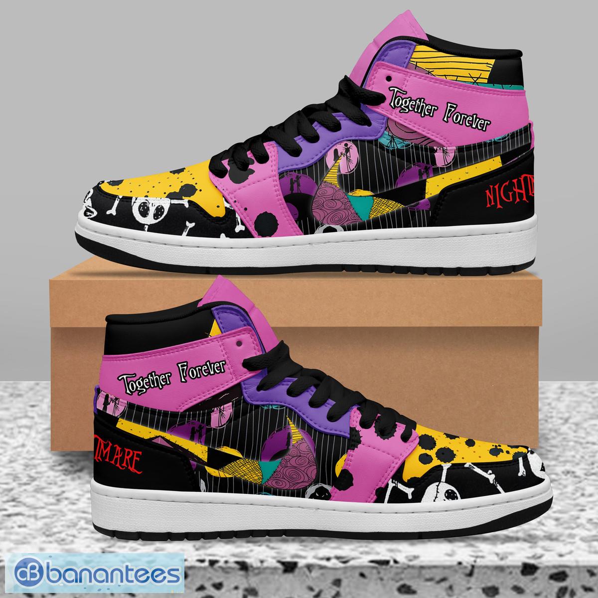 Jack Skellington And Sally Air Jordan 1 High Top Shoes - Banantees