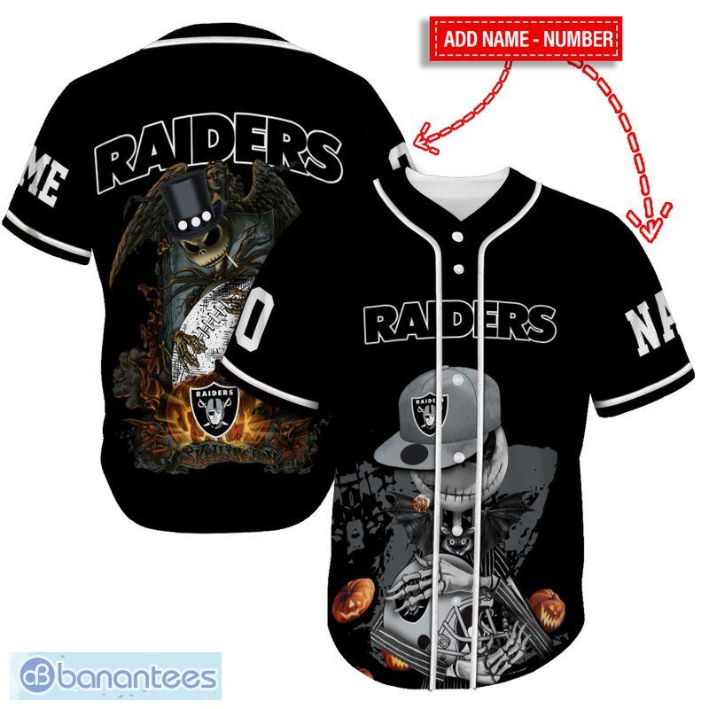 Las Vegas Raiders Skull Black Custom Number And Name Baseball Jersey ...