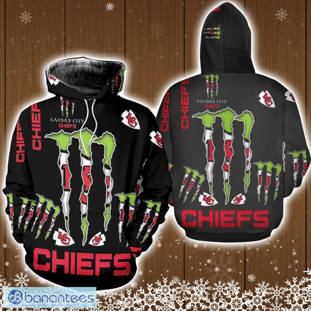 Monster Energy Logo For Lovers Kansas City Chiefs Hoodie 3D All Over ...
