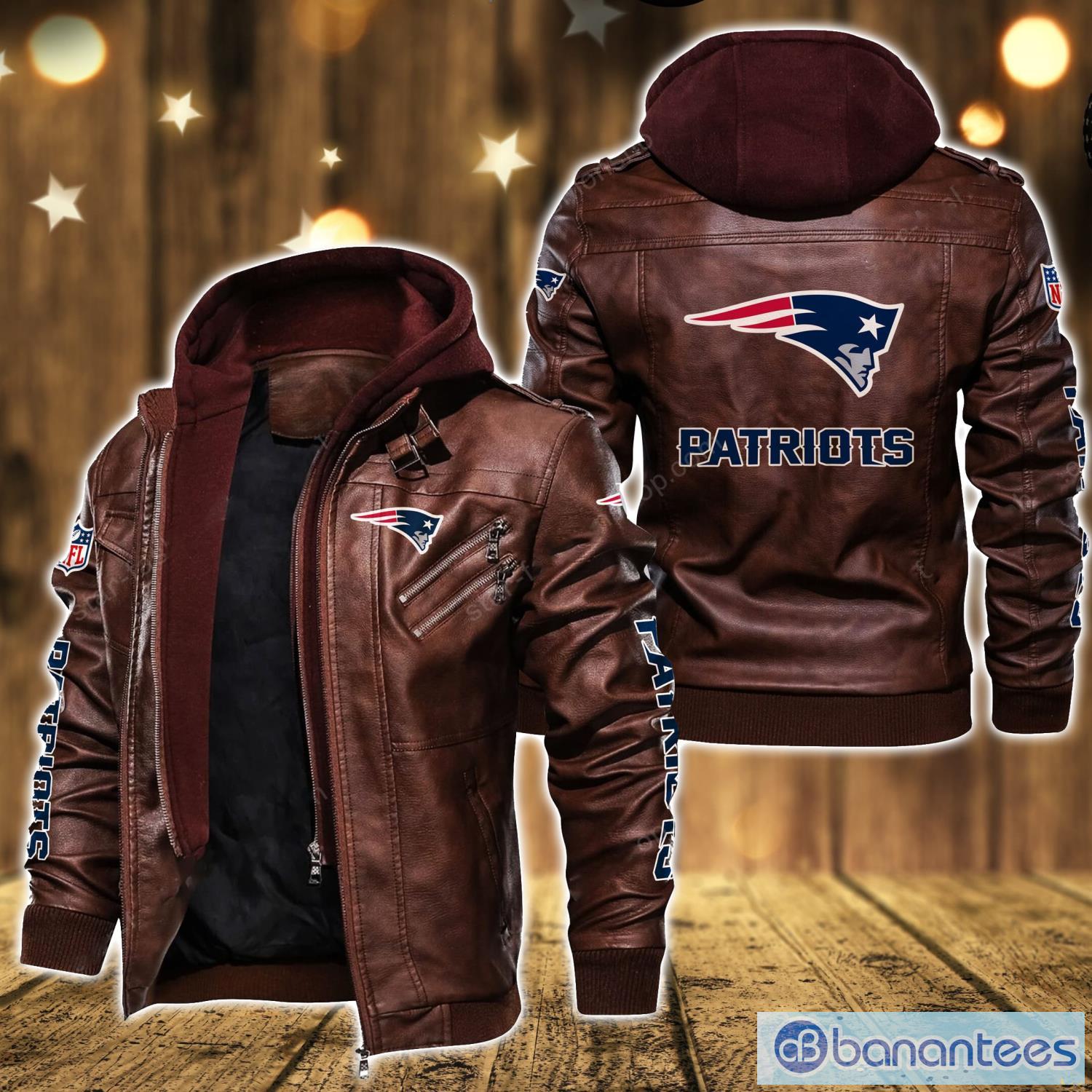 New England Patriots Logo team 2D Leather Jacket Gift For Men Father's ...