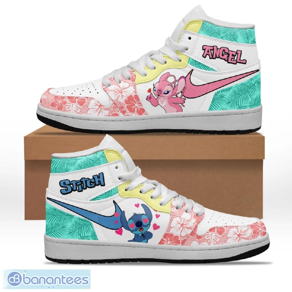 Stitch and Angel Air Jordan 1 High Top Shoes - Banantees