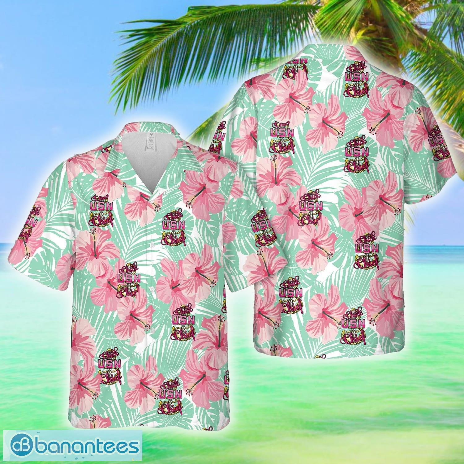 US Navy Female Chick Chief CPO Pink Hawaiian Shirt - Banantees
