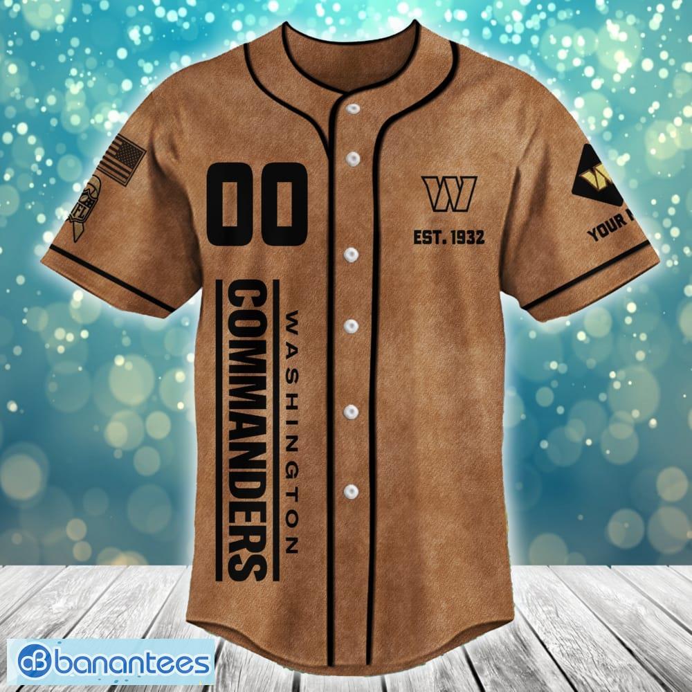 Washington Commanders NFL Baseball Jersey Shirt Brown Custom Number And ...