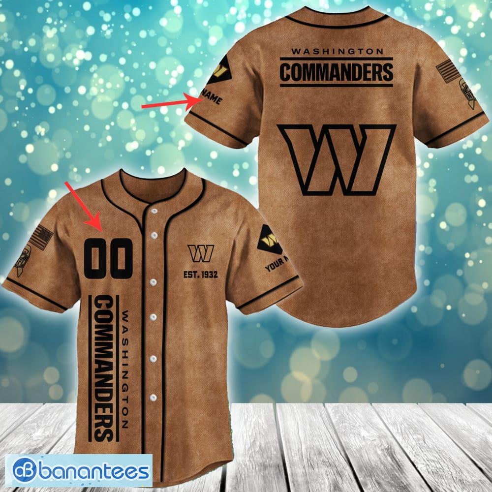 Washington Commanders NFL Baseball Jersey Shirt Brown Custom Number And ...