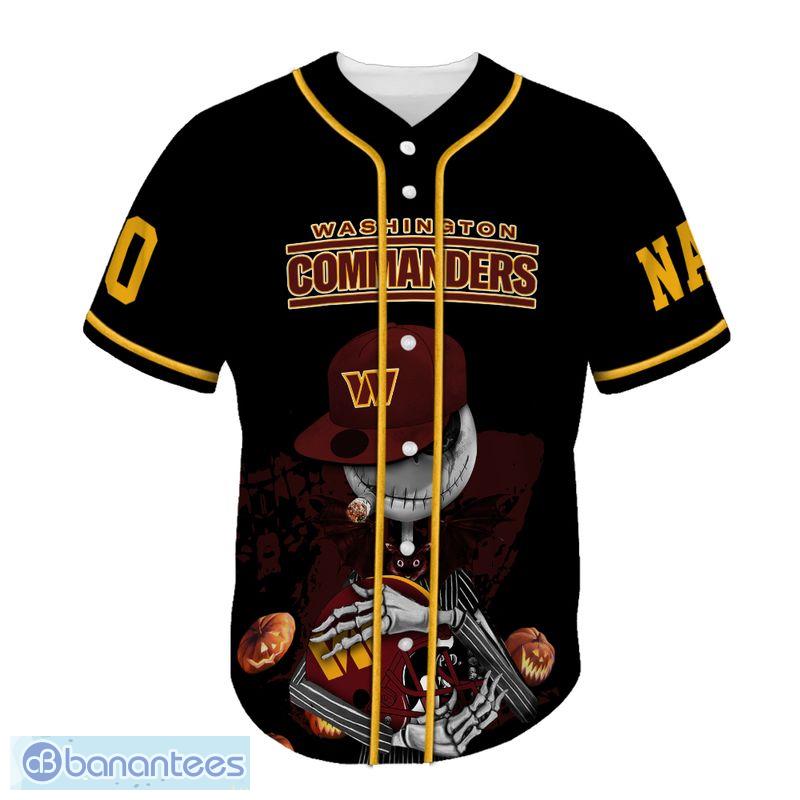 Washington Commanders Skull Black Custom Number And Name Baseball ...