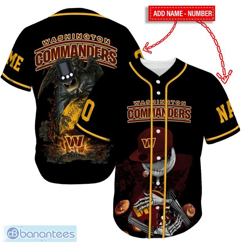 Washington Commanders Skull Black Custom Number And Name Baseball ...